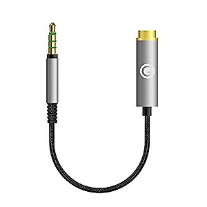 GEEKRIA Apollo 3.5mm Balanced Male to 4.4mm Balanced Female Adapter Cord / 5 Cores Conversion Audio Cable, Aluminum Alloy Casing, PP Yarn-Braided Upgrade Cable (Black, 0.45ft)