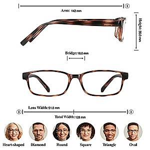 ZENNI Blue Light Blocking Glasses for Women Men Rectangle Frame Relieve Digital Screen Eye Strain TR90 Light Eyewear