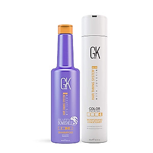 Global Keratin GK Hair Moisturizing Conditioner (10.1 fl.oz/300ml) -Silver Bombshell for Blonde and Gray Hair Removes Yellow Brassy Tones for Woman (280 ml/9.5 oz)