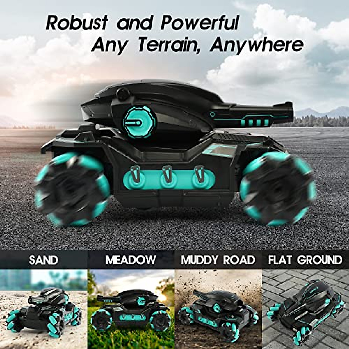 RC Tank That Shoots BBS, Nerf Tank Toy Kids Gift, RC-Remote-Control-Tank-Toy for 8 Year Old Boy Toys, Hand Controlled RC Car with Water Bullet, Nerf Robot Hand Remote Control Car for Boys Age 8-12