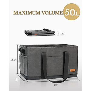 WONDAY Large Stand Up Utility Tote Bag, Reusable Grocery Bags Foldable with Waterproof Bottom, Extra Large Tote Bag with Handles and Pockets for Grocery Stores, Picnics, Beaches, Camping