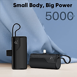 Gankoii iPhone Portable Charger 5000mAh, Mini Power Bank Battery Pack Phone Backup Charger, Small Portable Charger Compatible with iPhone 14/13/ 12/11/ XS Max/XR/X, AirPods, Black