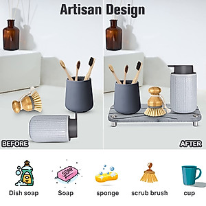 Kitchen Sink Caddy, Water Absorbing Stone Tray for Sink, Dries Instantly Kitchen Sink Organizer with Stainless Steel Feet Sink Tray for Soap Water Bottles Candles Protection Modern Home 2PCS