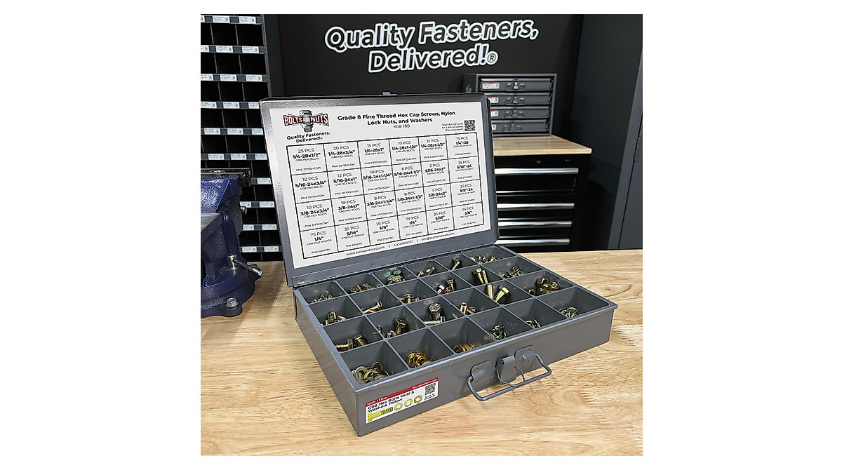 Grade 8 Bolt & Nut Assortment Kit - 574 Pieces