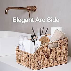 FairyHaus Wicker Baskets 2 Pack 11x9x7" & 9.5x7.5x6.5", Natural Water Hyacinth Wicker Storage Basket for Organizing, Hand-woven Big Wicker Basket with Handles, Large & Small Wicker Baskets Set for Storage Shelves