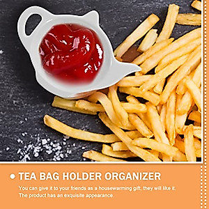 LIFKOME Tea Holder Tea Holder 3 Pcs Ceramic Tea Bag Holder Teapot Shaped Teabag Coaster Tray Tea Bag Saucer Seasoning Dish for Home Kitchen White Tea Party Favors Ceramic Coasters