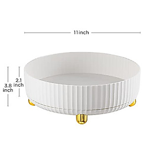 HBlife Makeup Organizer, 360 Degree Rotating Perfume Organizer, 11 Inches Large Capacity Lazy Susan for Bathroom Counter or Vanity (White, Large)