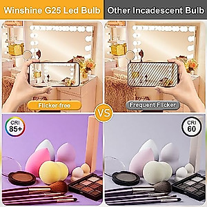 winshine 8 Pack E26 LED Globe Light Bulbs, 3000K Soft White 40W Equivalent 120V Bathroom Light Bulbs, G25 Vanity Light Bulb for Bathroom Makeup Mirror, Bedroom Lights CRI85+, 550LM, Non-dimmable