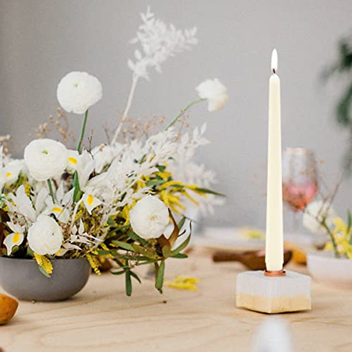 12 Pack Unscented Ivory Taper Candles - 10 Inch Tall Candle Sticks - Dripless Long Burning Candles for Dinner Table, Weddings, Home Decoration, Holidays - 10 Hour Burn Time