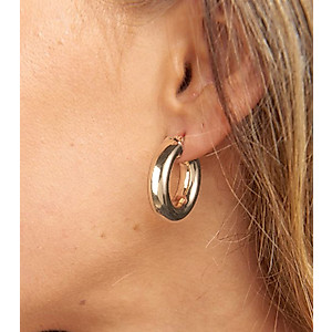 Gold Hoop Earrings Set 14k Real Gold Plated Huggie Earrings Hypoallergenic Chunky Twisted Thick Jewelry for Multiple Piercing for Women (gold hoop style01)