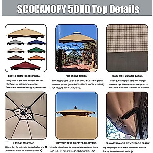 SCOCANOPY Beige Ripstop Replacement Top for Lowe's Allen Roth 10X12 Gazebo Model #GF-12S004B-1