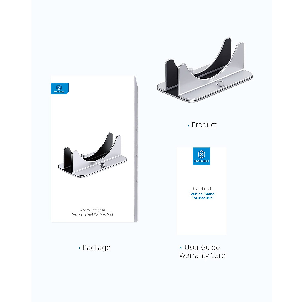 Hagibis Vertical Stand for Mac Mini M2, Aluminum Alloy Laptop Stand Anti-Slip Computer Holder Desktop Stand Compatible with M1 Chip Mac Mini, MC25 Pro