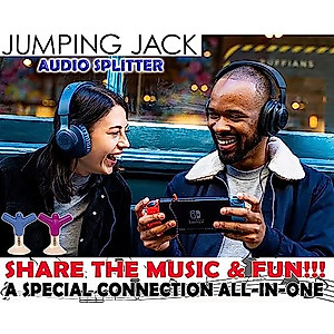 Jumping Jack Audio Splitter Ultimate Sound Experience, 3.5mm Audio Splitter for Headphones - Aux Splitter Connect 2 Headphones, Enhance Music Sharing, Color Vary - Pack of 2
