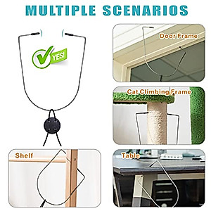 Otunrues Cat Feather Toys, Interactive Cats Toy for Indoor Cats, Hanging Cat Toys Doorway Retractable Cat Teaser Toy 4PCS Replaceable Natural Feathers Refills Play Exercise Puzzle Toys