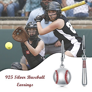 Baseball Earrings for Women Sterling Silver Baseball Bat Earrings Sport Lover Jewelry Gifts for Women Baseball Player