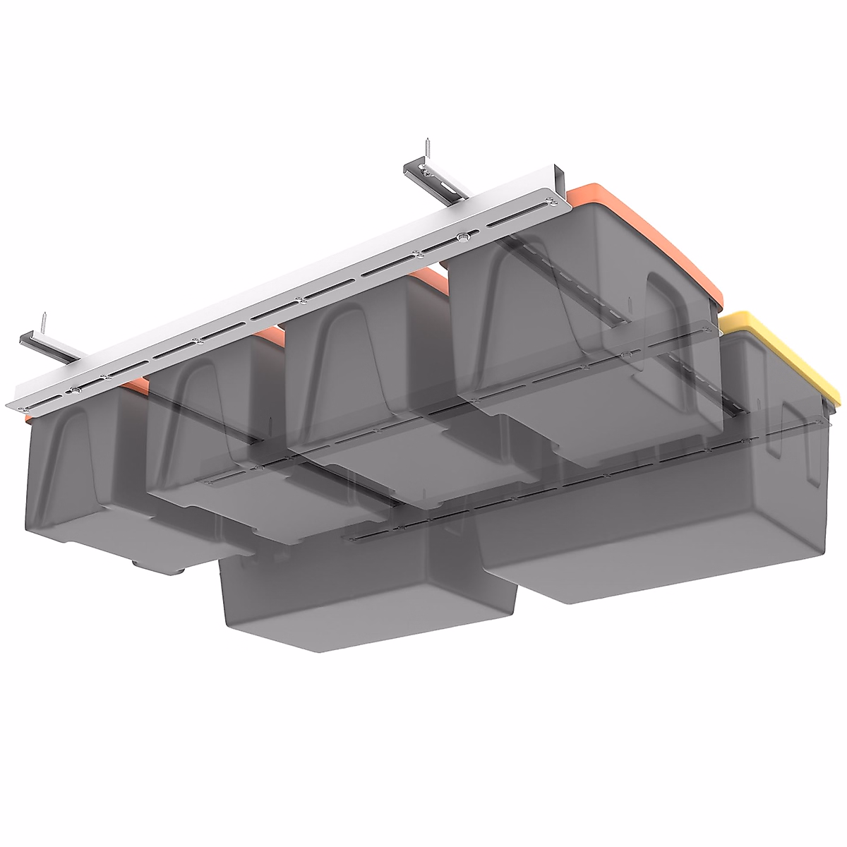 TORACK Garage Ceiling Bin Storage Rack, Overhead Tote Storage Rail System Heavy Duty Adjustable Tote Slide Garage Storage System(Black, Bins are not included)