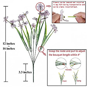 LXAFGP 8 Bundles White Artificial Flowers Outdoor Silk Flower UV Resistant Plants Fake Flower Greenery Faux Plastic Plants for Outdoor Indoor Home Window Garden Wedding Pot Hanging Plants Décor