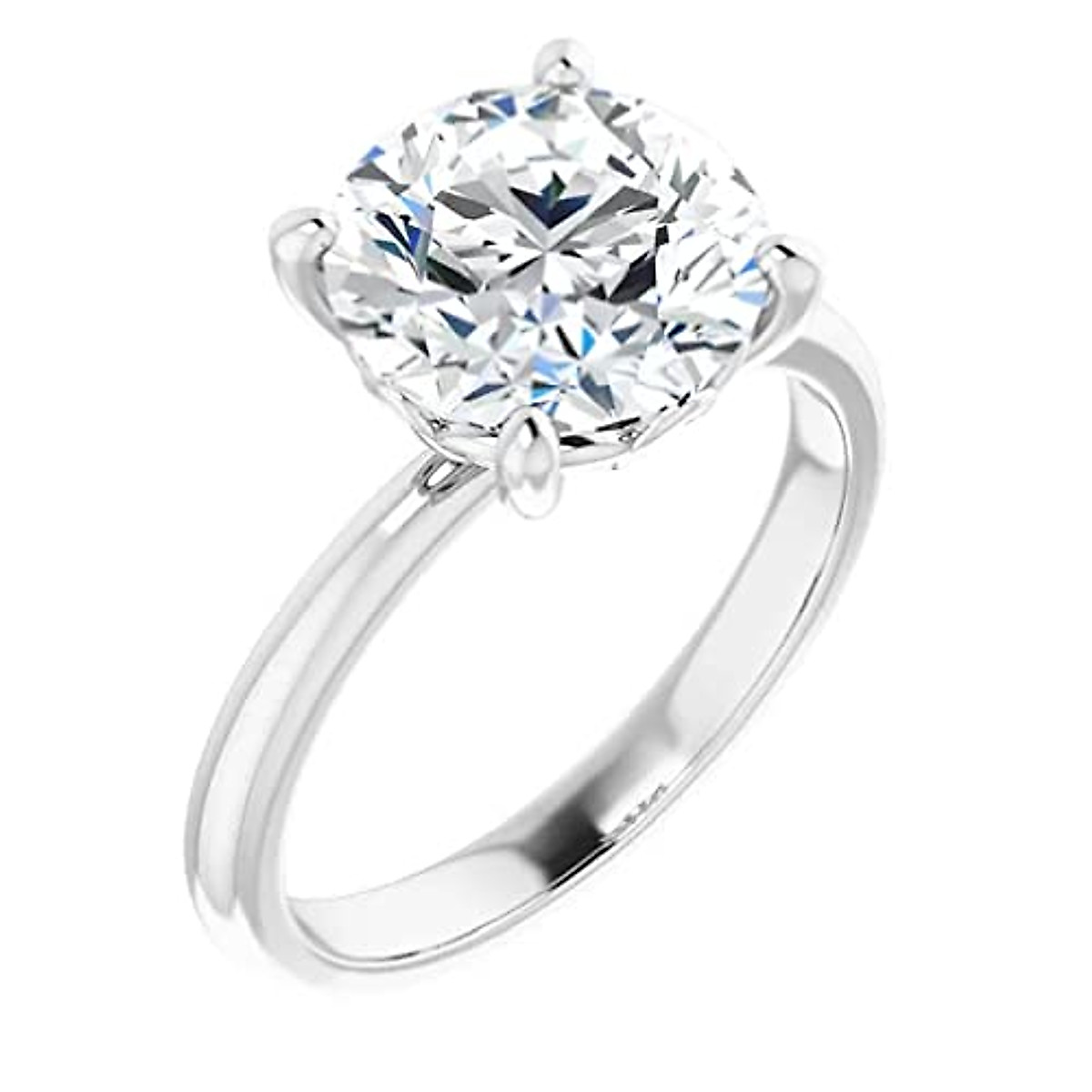 10K Solid White Gold Handmade Engagement Rings, 3 CT Round Cut Moissanite Diamond Solitaire Wedding/Bridal Rings for Women/Her, Minimalist Anniversary Ring Gifts (8.5)