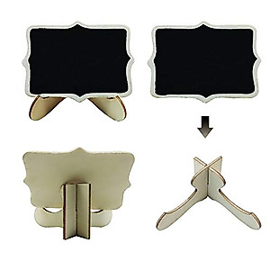 Woohome Mini Blackboard, 25 PCS Small Chalkboard with Stand Wooden for Message Board Signs, Wedding Table, Kids Craft Party