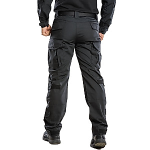 TRGPSG Men's Hiking Pants, Ripstop Camo Cargo Pants, Multi-Pocket Casual Work Pants WG3F Black 38