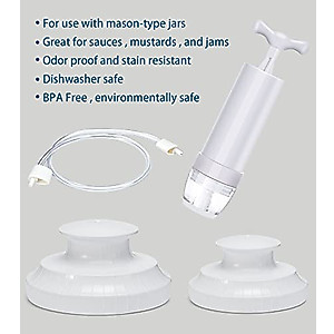 Mason Jar Vacuum Sealer Kit for FoodSaver - Food Saver Glass Jars Sealer Attachment With Accessory Hose and Manual Portable Vacuum Pump for Ball 4PCS Wide & Regular Mouth Lids