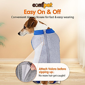 COMFPET Dog Surgery Recovery Suit with Zipper for Male Female, Breathable Dog Onesie for Spay, Neuter, Anti Licking, Skin Conditions, Incontinence, Dog Bodysuit Alternative to Cone E-Collar, Medium