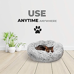 Whiskers & Friends Cat Bed, Cat Beds for Indoor Cats Washable, for Small Cat Bed, Large Cat Bed, Kitten Bed, Small Dog Bed, Anti Anxiety Calming Pet Bed, Cat Beds & Furniture, Round Cat Nest Bed