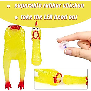 POPLAY 15 Inch Flashing Screaming Chicken, Large Rubber Chicken Dog Toy LED Shining Squeaky Chicken for Chew Toy Stress Relief Practical Jokes