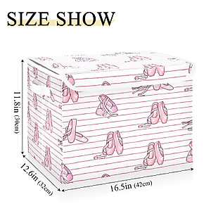 YETTASBIN Ballet Shoes Storage Basket with Lid and Handles, Large Collapsible Fabric Storage Bins Sturdy Storage Organizer for Shelves, Closet, Bedroom, School, Office, Home Decor