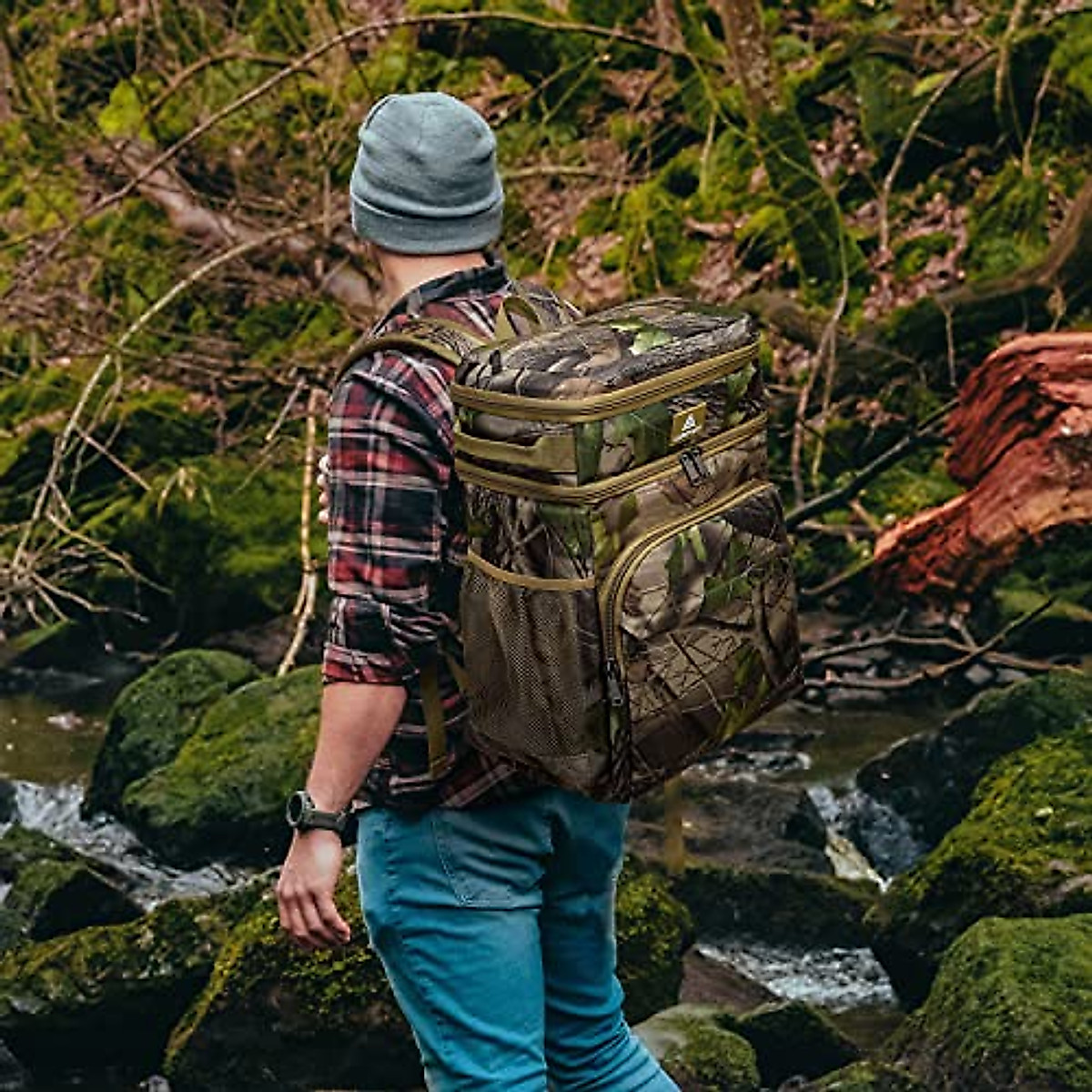 Laripwit 54 Cans Backpack Cooler Insulated Leak-Proof Camo Cooler Backpack Double Deck Lunch Backpack for Men Women - Perfect Tactical Soft Cooler Bag for Camping, Picnic, Beach, Hiking