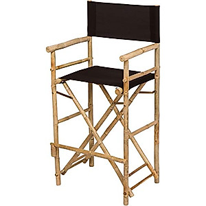 Zero Emission World Bamboo Barstool-Natural Color Black Canvas Bar Height Folding Chairs Counter Stool Outdoor Indoor Tall Camping Set of 2, 22.8x18.9x47.2