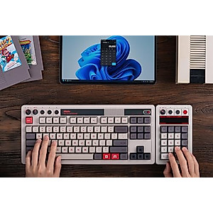8BitDo Retro 18 Mechanical Numpad, Supports Calculator Mode, Bluetooth/2.4G/Wired Numpad for Windows and Android - N Edition