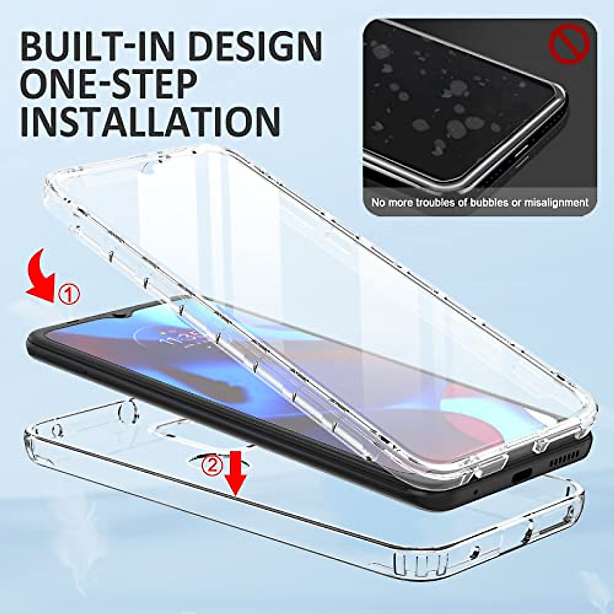 PUJUE for Motorola Moto-G Pure Phone Case: Silicone Matte Case 360 Full Protection - Rugged Bumper Sturdy Shockproof Drop Protective TPU Cell Phone Cover Woman Men (Crystal Clear)