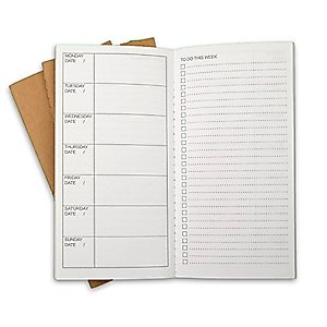RICCO BELLO Weekly To Do Undated Calendar Travelers Journal Refill, 8.25 x 4.25 inches (Set of 3)