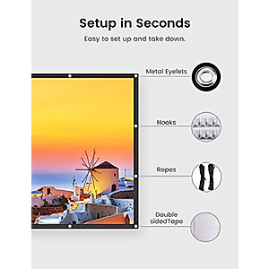 Video Projection Screen, Outdoor Projector Screen 120 inch 16:9 4K HD Foldable & Portable Outdoor Projection Screen, Support Front & Rear Projection for Home Theater Camping Backyard Movies