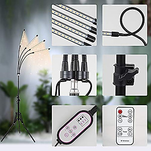 LED Plant Grow Light with Stand,WTINTELL LED Grow Light Full Spectrum for Indoor Plants,10 Dimmable Levels,3 Modes Timing,Tripod Adjustable 15-72 inch.