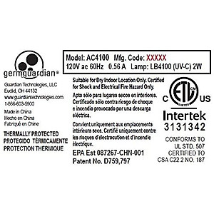 Germ Guardian Desktop Air Purifier for Home, H13 HEPA Filter, Removes Dust, Allergens, Smoke, Pollen, Odors, Mold, UV-C Light Helps Reduce Germs, 11 Inch, Silver, AC4100