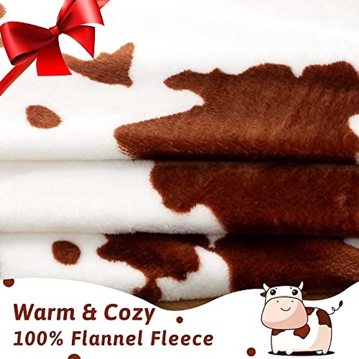 LAGHCAT Cow Blanket, 50"x60" Super Soft Flannel Cow Throw Blanket for Kids Adults, Suitable for Room Decor, Lightweight Travel Blanket, Cozy Plush Can Keep You Warm All The Time.