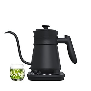 Potlimepan Electric Kettle, 0.8L Temperature Control Electric Kettle with LED Screen, 1200W Quick Heating Gooseneck Pour Kettle with Stainless Steel Interior, Smart Kettle for Coffee & Tea, Black