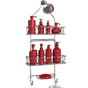 Vdomus 3 Tier Hanging Shower Caddy Bathroom Shower Organizer Shower Rack With Soap Holder- 11.6” x 5” x 24.2”, Mesh Bathroom Shower Head Organizer Shelf for Shampoo and Soap, Upgraded 2nd Edition