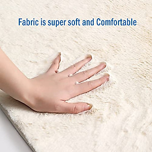 FANXINEY Fluffy Area Rugs Bathroom Soft Shaggy Fuzzy Mat Living Room Rabbit Fur Rug Carpet,16''x24''Machine Washable Non-Slip for Kitchen Bedroom Shower Kids Room 40X60cm/White