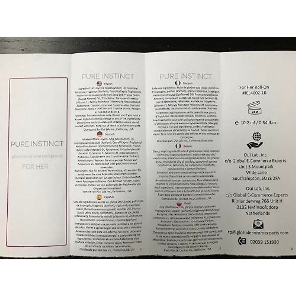 Pure Instinct Perfume with Pheromone Infused Essential Oil for Her - Roll on 10.2 ml | 0.34 Fl. Oz