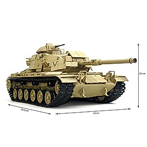 VINIX 1/16 RC Tanks That Shoot BB, 2.4G US M60A1 Main Battle Tank Model with Smoke & Sound 360-Degree Rotating Turret, Remote Control Military Vehicles Model Toys