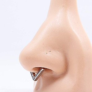 FANSING 16 Gauge Triangle Septum Ring Cubic Zirconia Triangular Septum Jewelry V Shape Septum Clicker 316L Surgical Steel Septum Piercing Rings