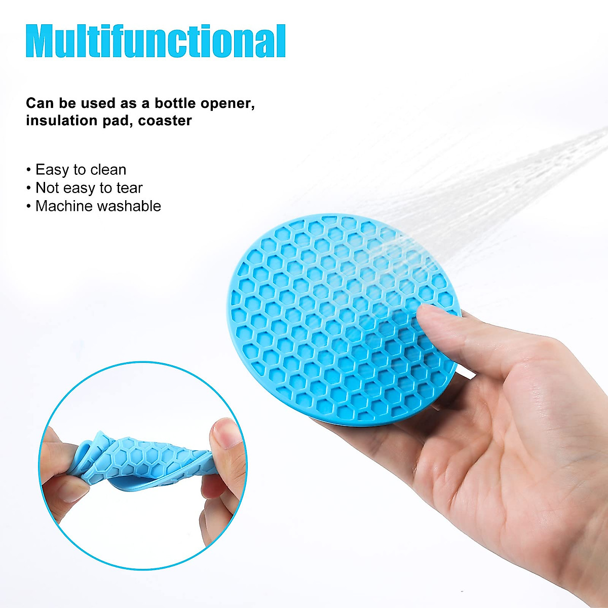 LUTER 4pcs Jar Gripper Pads, Honeycomb Silicone Jar Opener Grippers Multifunctional Round Rubber Jar Gripper Pads for Elderly Kids Arthritic Hands (Multicolor)