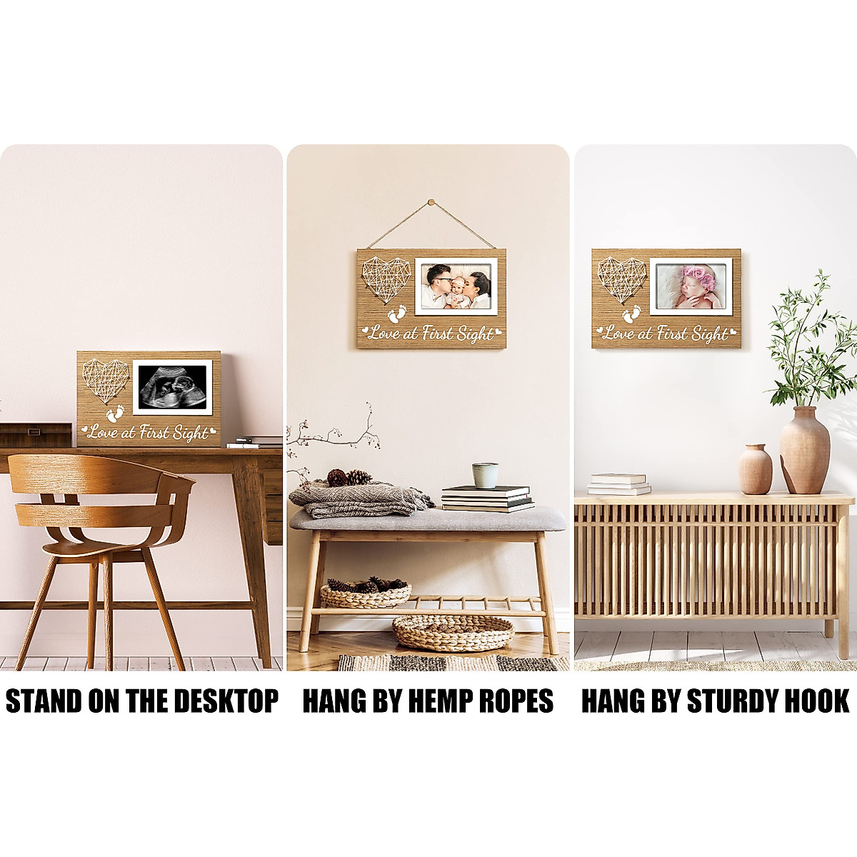 New Mom Gifts Baby Ultrasound Picture Frame Sonogram Keepsake Frame, Mothers Day Pregnancy Gifts for First Time Mom Dad, Pregnancy Announcements Gender Reveal Baby Shower Gifts Nursery Decor-4x6 Photo