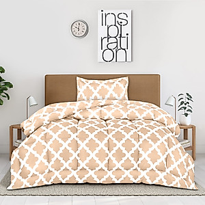 Utopia Bedding - Comforter Set with 1 Pillow Sham - 2 Pieces Bedding Comforter Sets - Down Alternative Comforter - Soft and Comfortable - Machine Washable, Beige, Twin