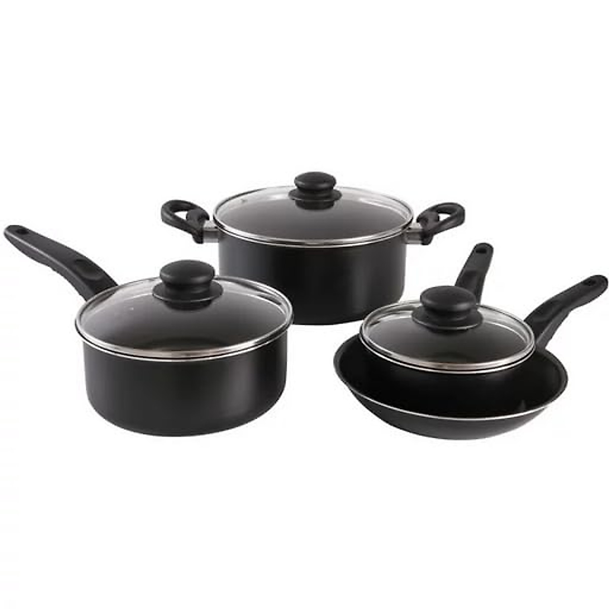 Deahun Mainstays 7 Piece Non-Stick Cookware Set Aluminium Mint, Dishwasher Safe (Black)