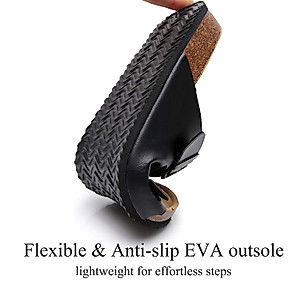 Real Fancy Men's Cork Footbed Sandals with Two Adjustable Buckle Straps - Slip on Summer Slide Sandals for men, Arch Support (Size 7)