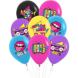 Back to the 80s Party Decorations 50 pack 12 inches Boombox&Skate Latex Balloons for Birthday Party 80s Party Supplies 1980s Themed Party Decorations Neon Party Supplies…